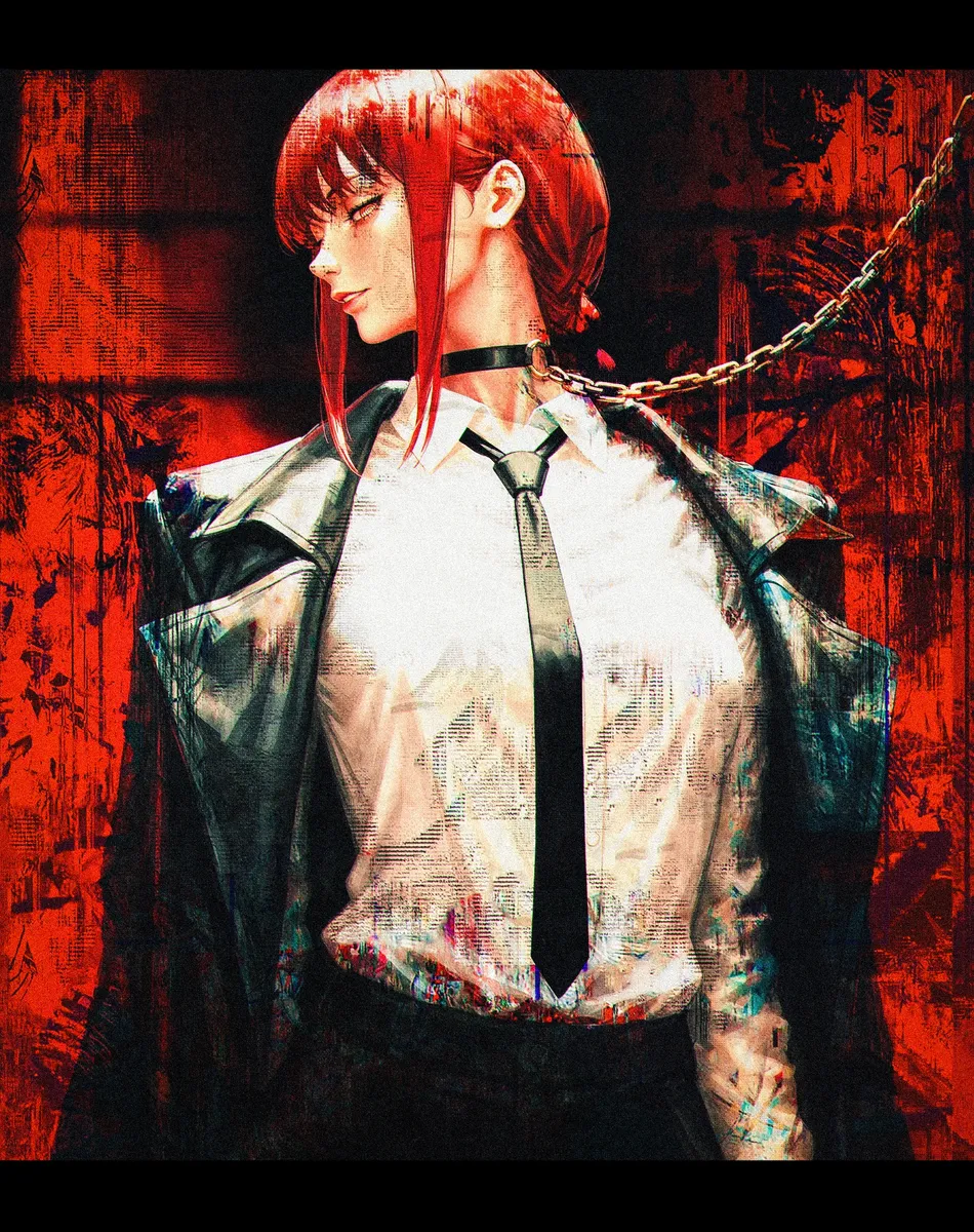 Makima from Chainsaw Man with Red Background | Diffus