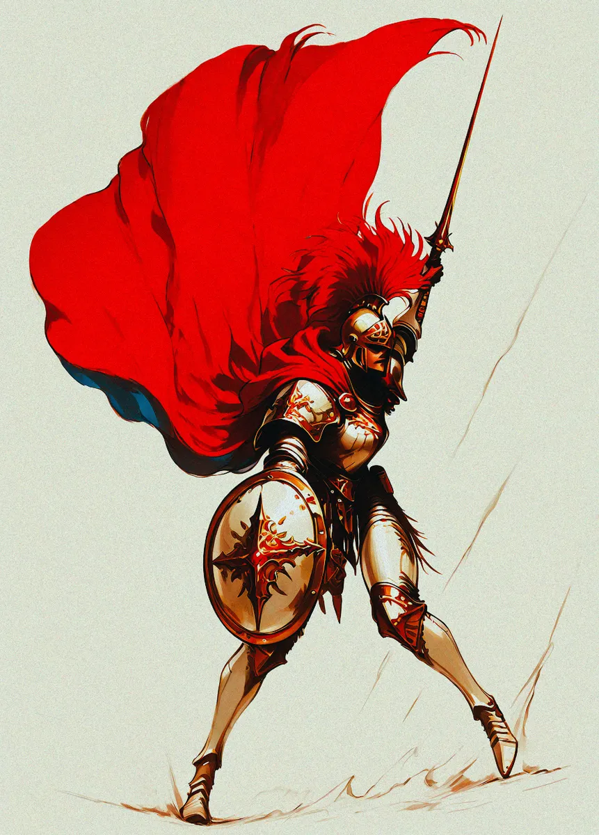 Knight in Full Armor with Red Cape - AI Image Gallery | Diffus