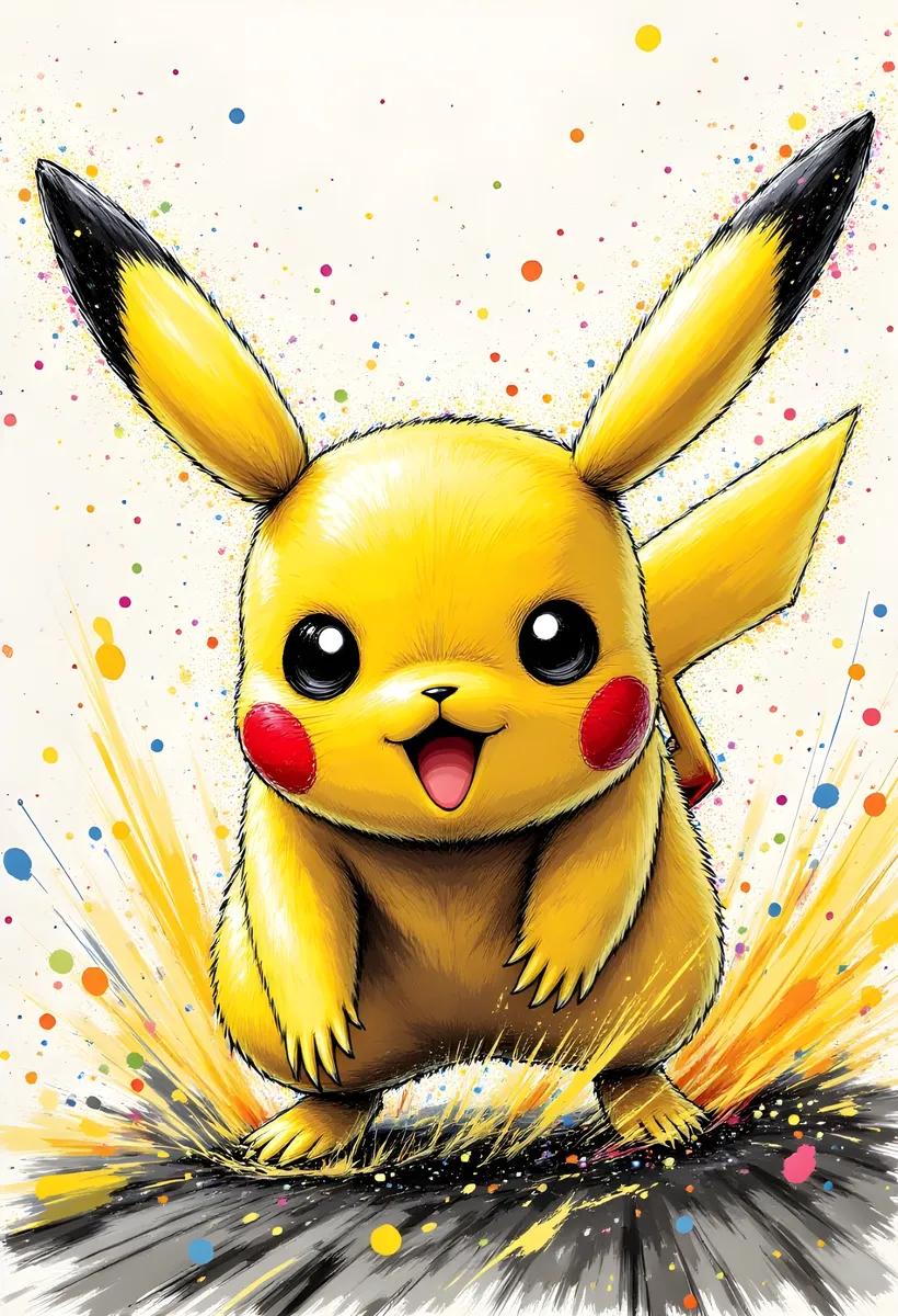 Pikachu Charging with Colorful Electric Particles - AI Image Gallery ...