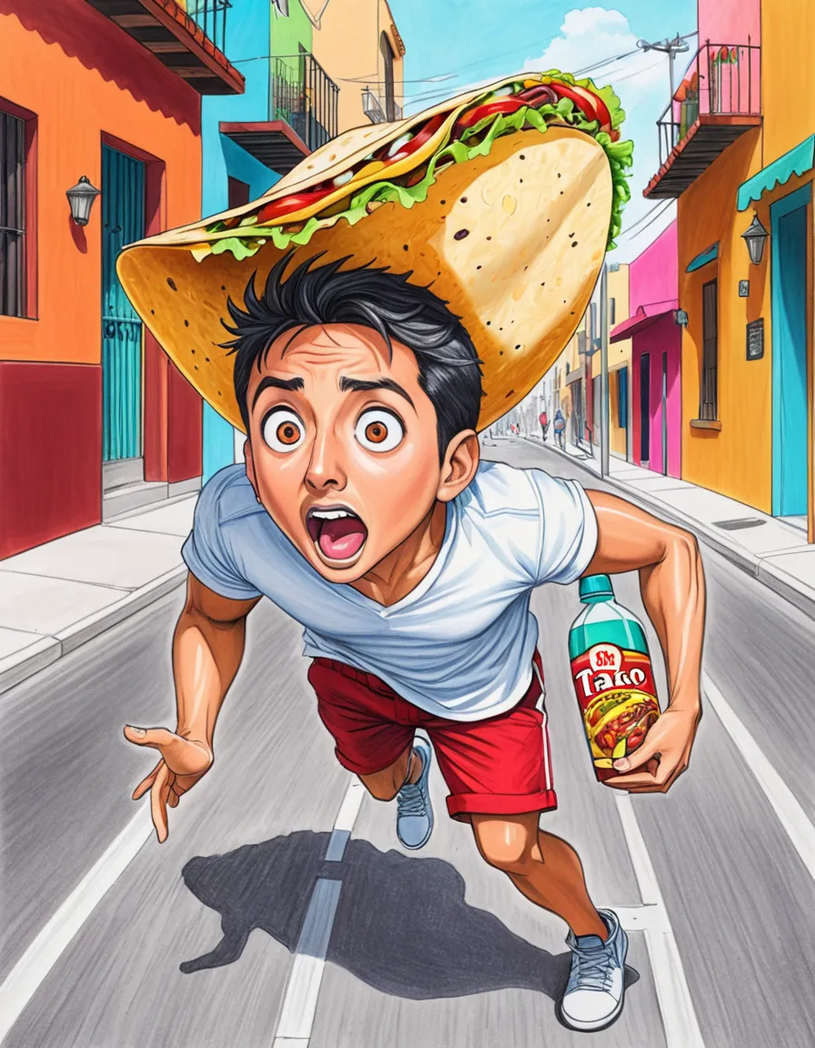 Taco Running With Salsa on Vibrant Mexican Street - AI Image Gallery ...
