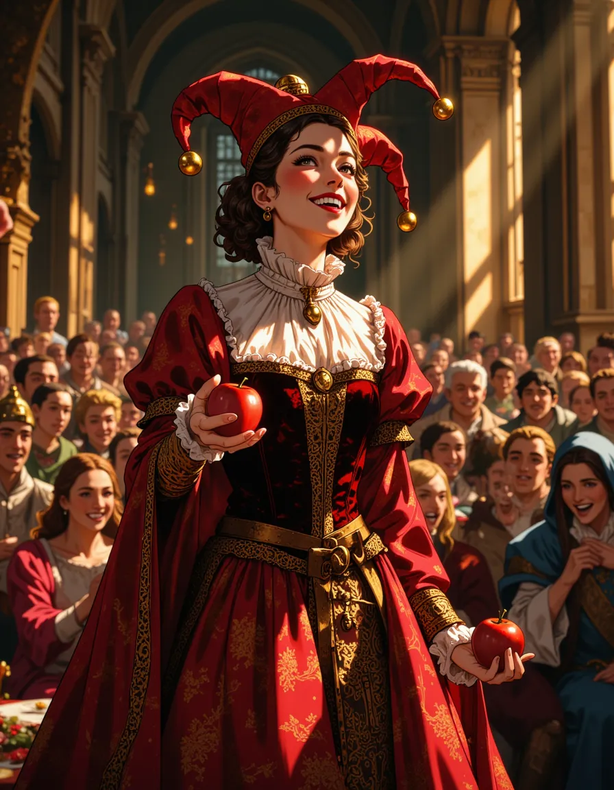 Noblewoman Jester Juggling Apples in Royal Court - AI Image Gallery ...