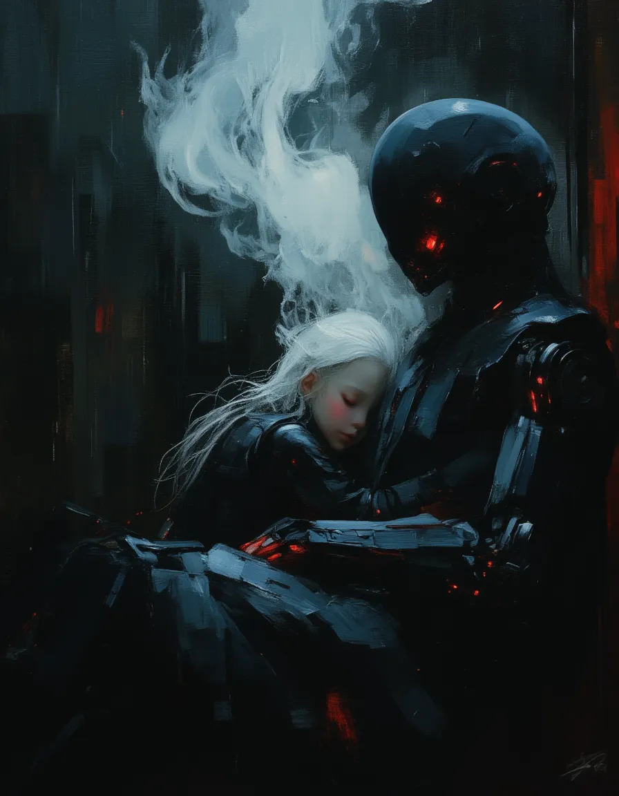 Android Girl Sleeping in Cyberpunk Cocoon - AI Image Gallery | Diffus