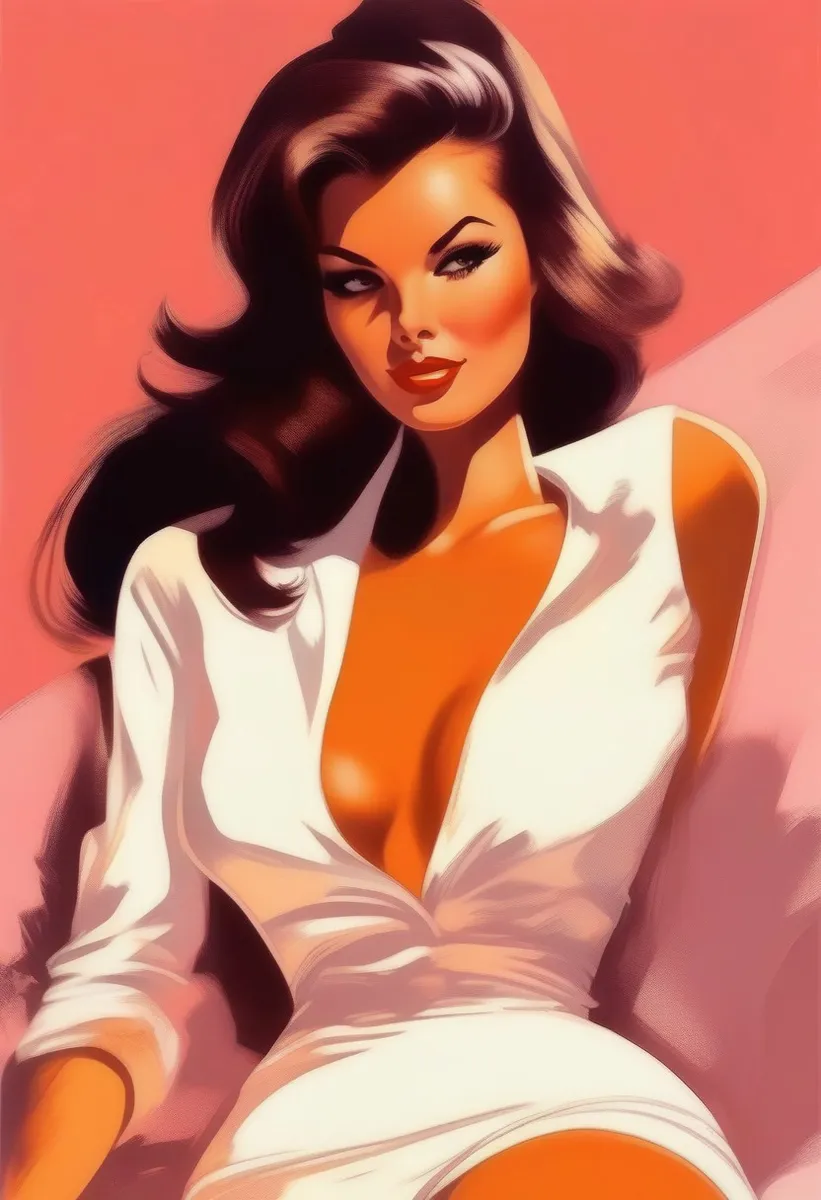 Playboy Illustration in Dennis Mukai Style Woman - AI Image Gallery | Diffus