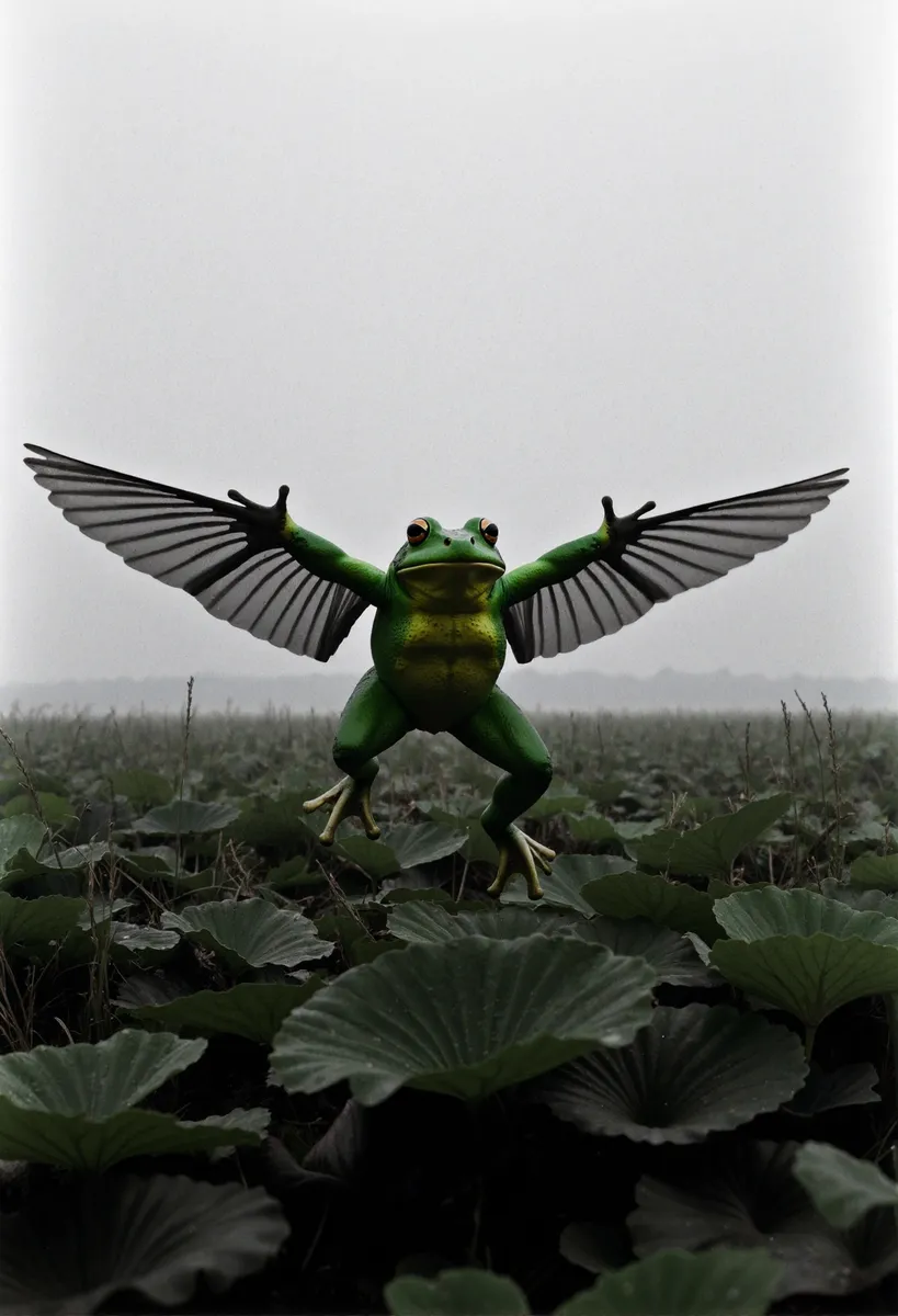 Green Frog with Wings in Lush Expansive Landscape - AI Image Gallery ...