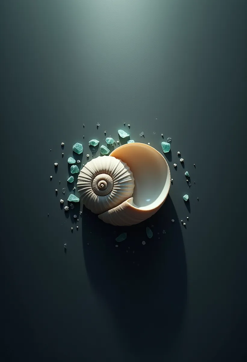 Nautilus Shell with Turquoise Sea Glass on Charcoal - AI Image Gallery ...