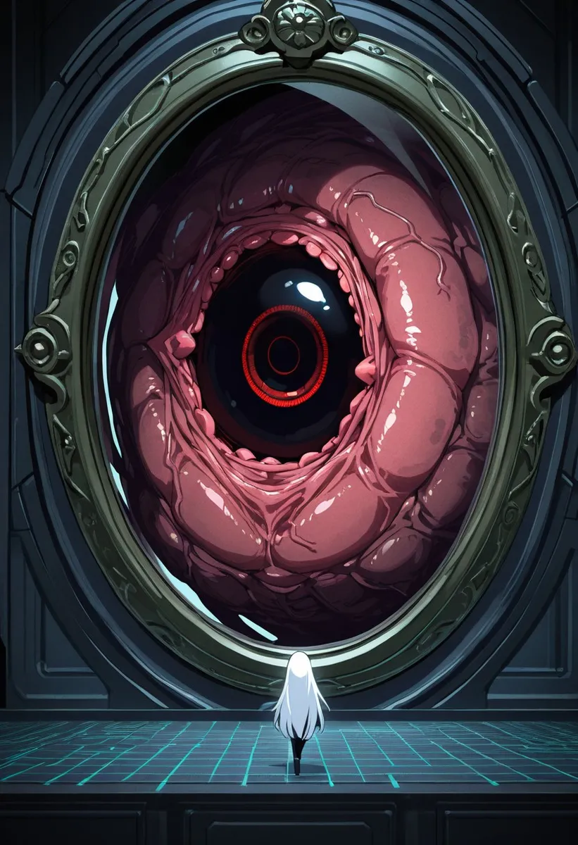 Eldritch Horror in Cyberpunk Mirror Portal - AI Image Gallery | Diffus