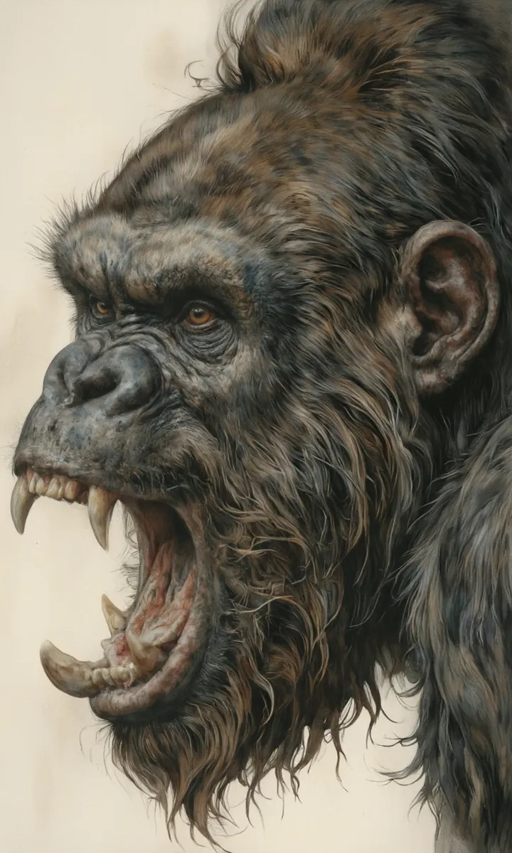 Gorilla with Fierce Expression Realistic Close-Up - AI Image Gallery ...