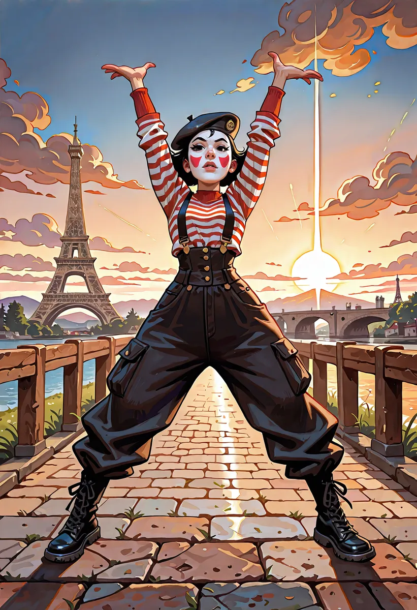 Mimo posando al amanecer en París - Galería de imágenes AI | Diffus