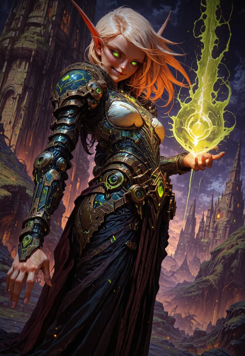 Cyberpunk Elf in Mechanical Armor with Magic Energy - AI Image Gallery ...