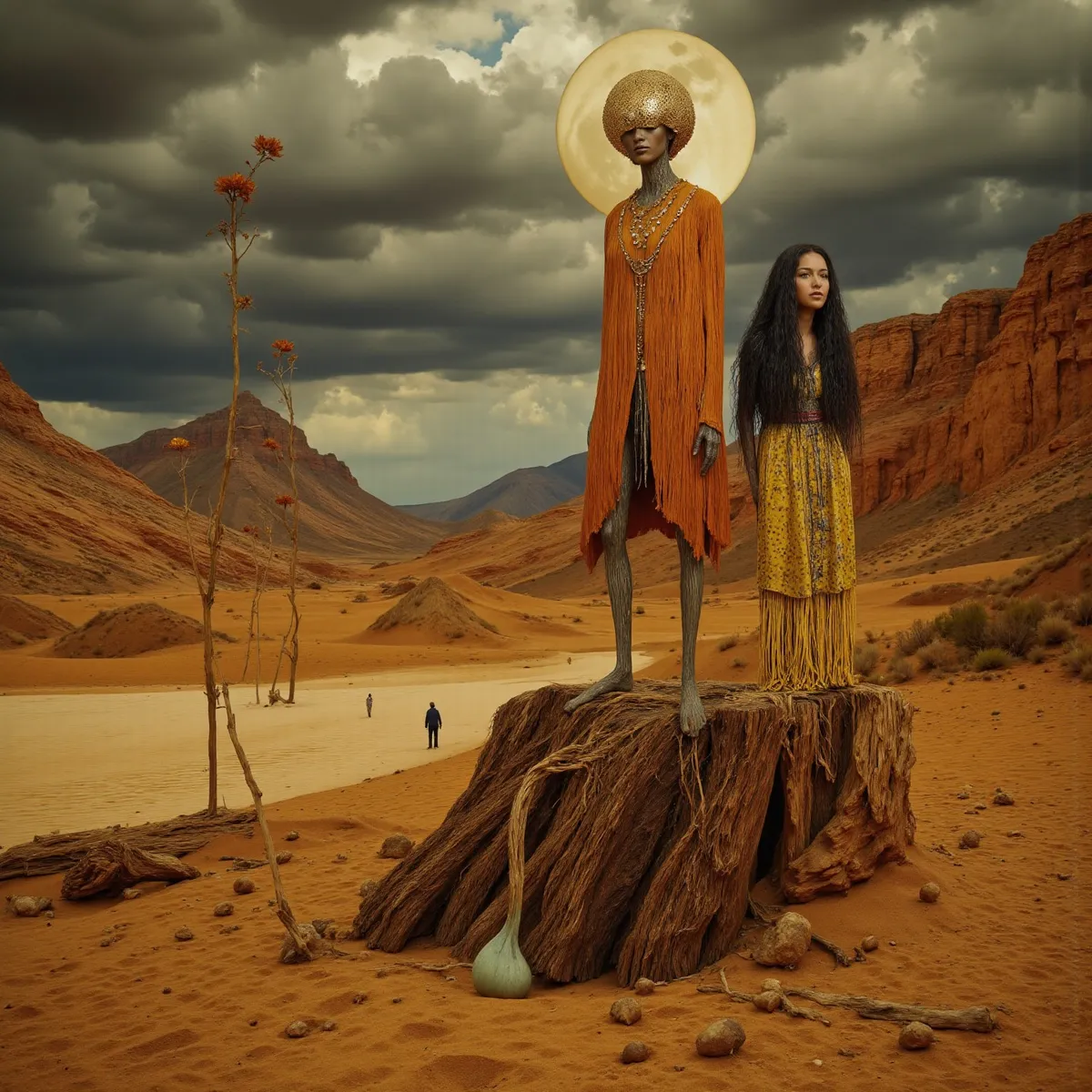 Surrealism Spanish Desert Scene with Elongated Figures - AI Image ...