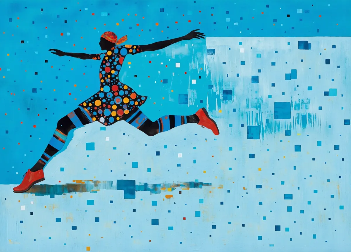 Silhouette Running Against Blue Abstract Background - AI Image Gallery ...