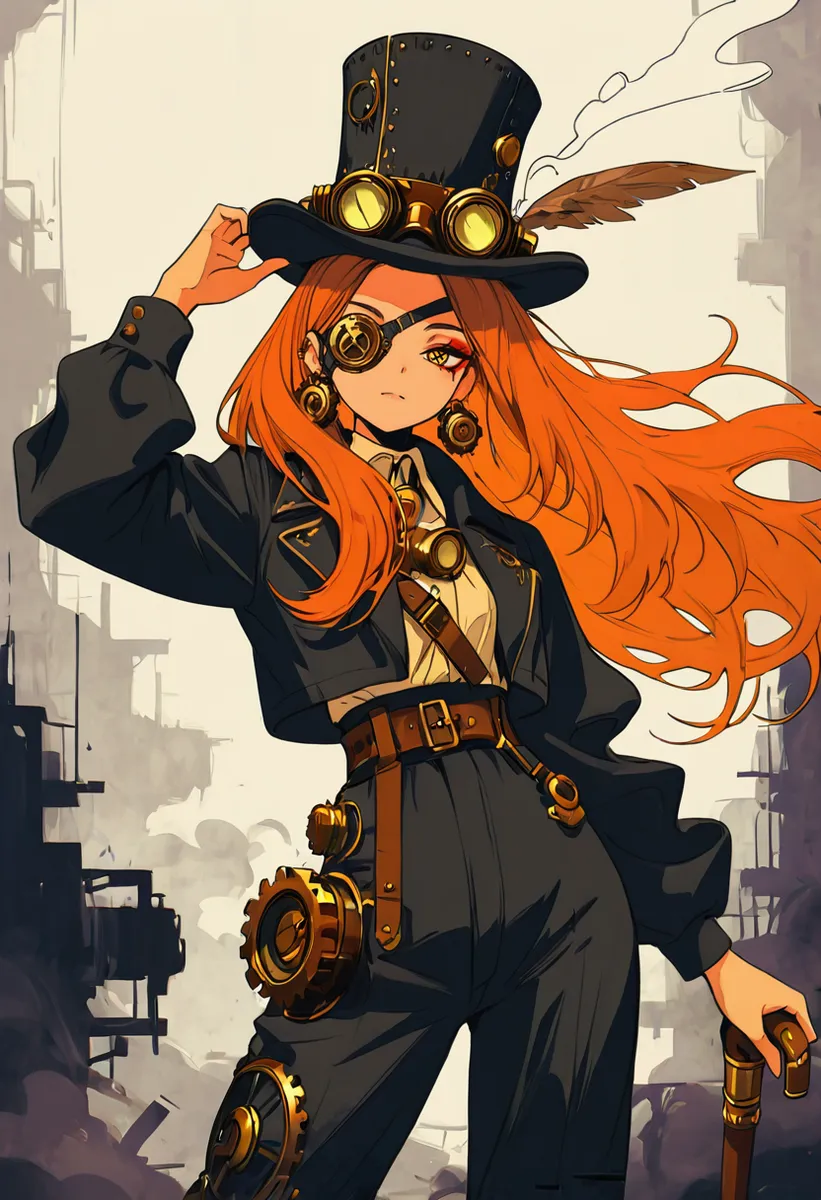 Fille Steampunk aux Cheveux Oranges et Chapeau Haut-de-Forme - Galerie ...