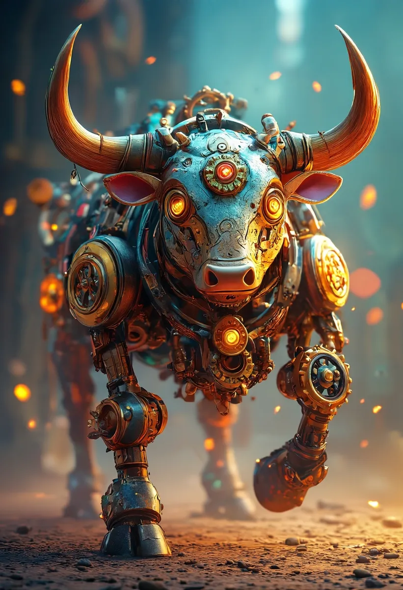 Mechanical Bull Mythical Creature 3D Render - AI Image Gallery | Diffus