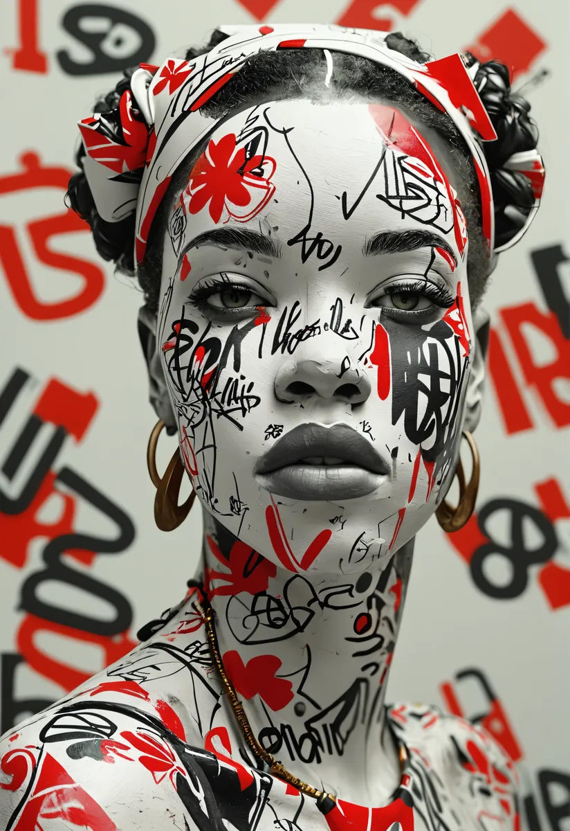 Plaster Statue of Black Woman with Wildstyle Graffiti - AI Image ...