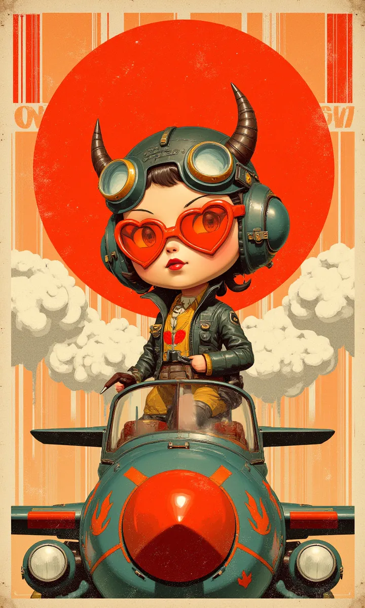 Dieselpunk Kawaii Demon Pinup Bomber Girl - AI Image Gallery | Diffus