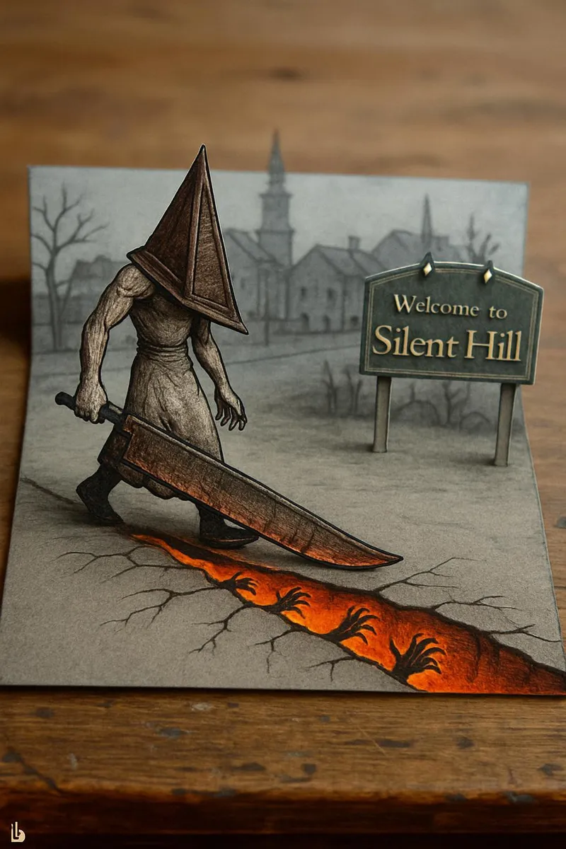 Pyramid Head 3D Cardboard Cutout in Silent Hill - AI Image Gallery | Diffus