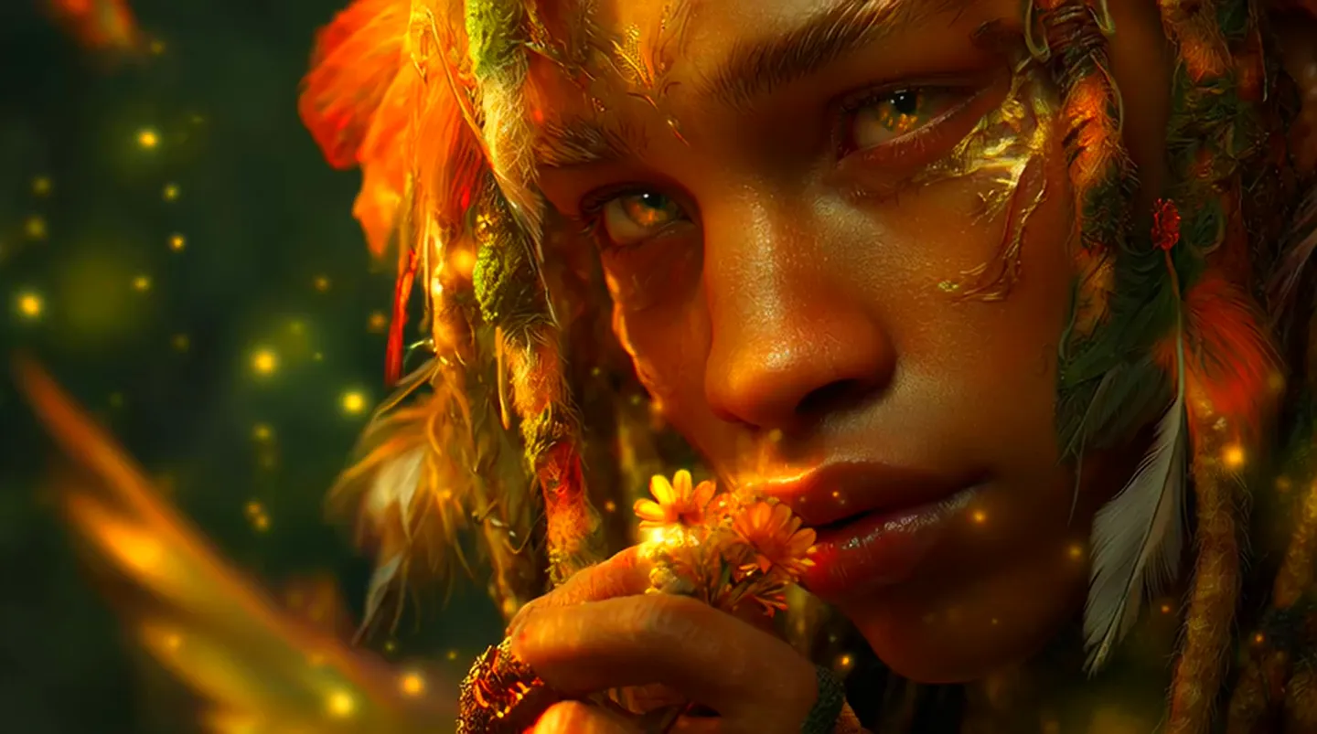 Nonbinary Aasimar Druid with Glowing Golden Skin - AI Image Gallery ...
