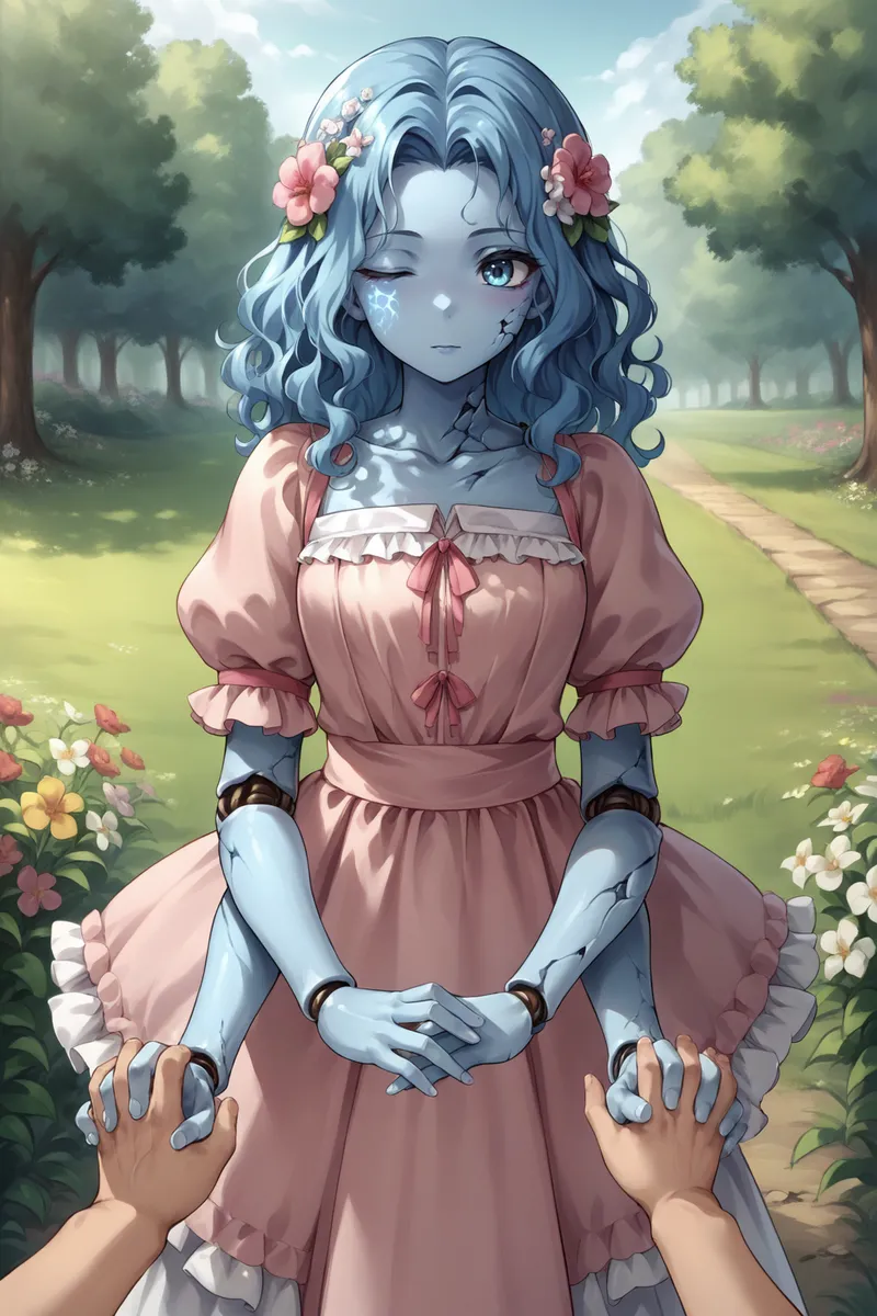 Blue-Skinned Anime Girl with Extra Arms Outdoors - AI Image Gallery ...