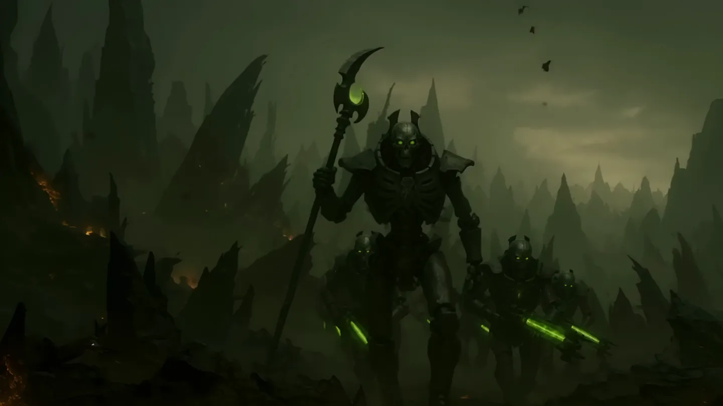 Metallic Skeleton Warriors Marching in Desolate Landscape - AI Image ...