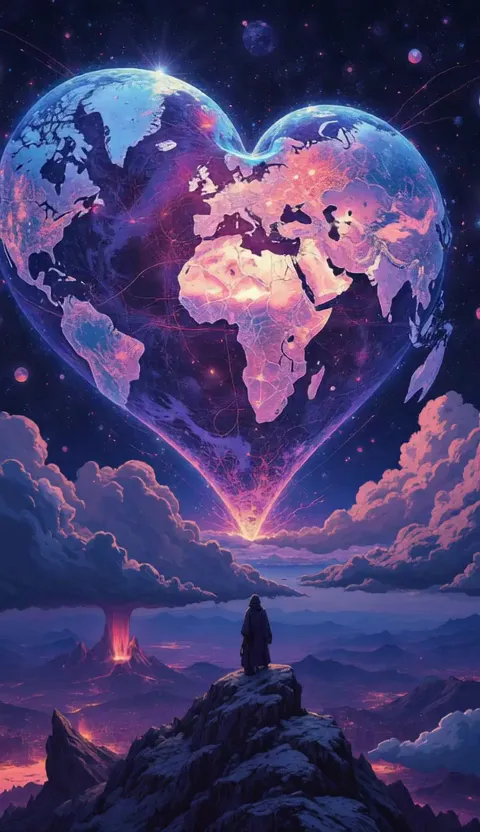 Heart-Shaped World in Dystopian Cosmic View - AI Image Gallery | Diffus