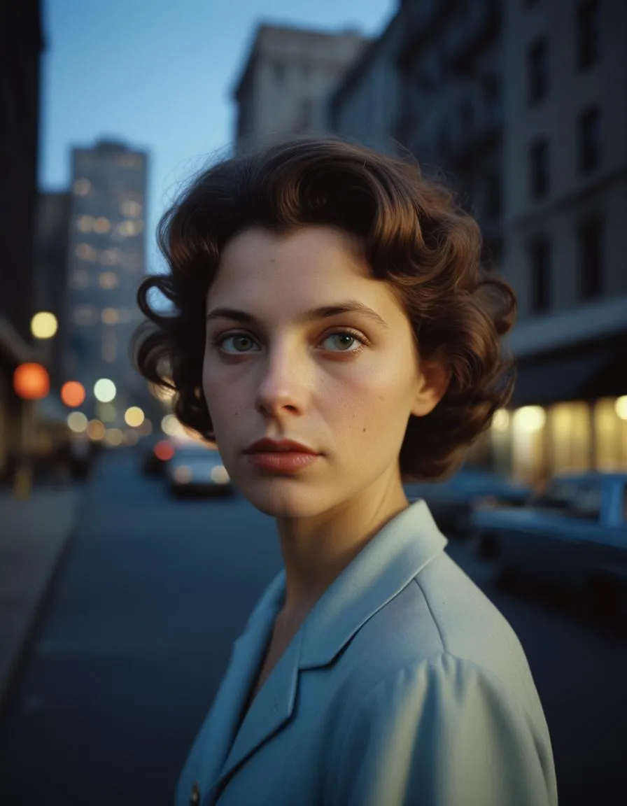 Vivian Maier Style Enchanting Portrait at Blue Hour | Diffus