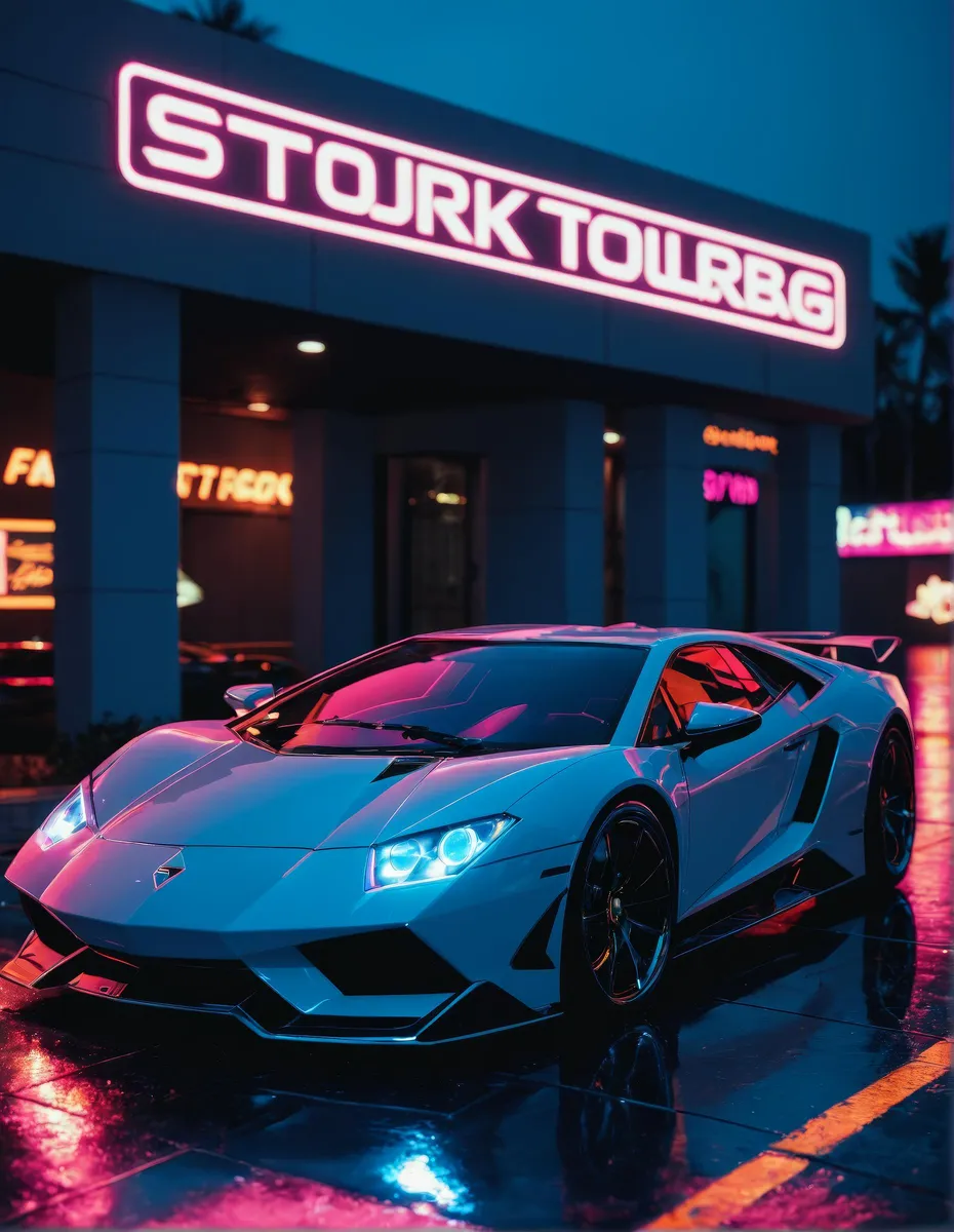 Futuristic Lamborghini Supercar in Neon Glow - Stable Diffusion AI ...